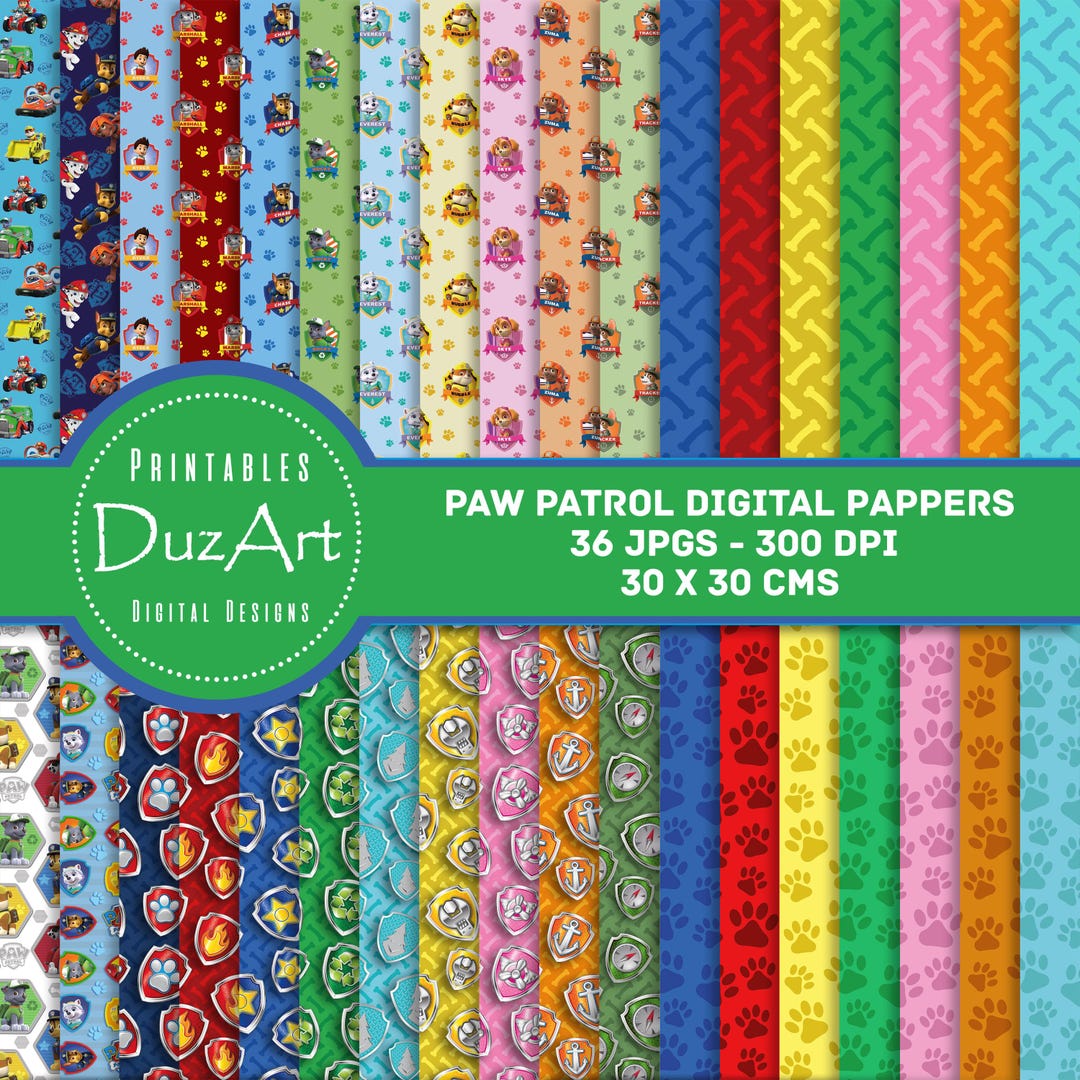 Paw Patrol Papers, Seamless Printable Pattern, Instant Download. - Etsy UK