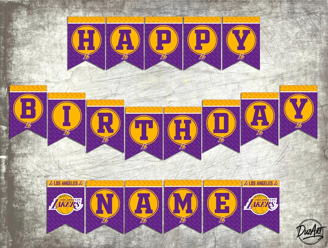Lakers Banner Digital Printable, Birthday Party Decor, Basketball Party ...