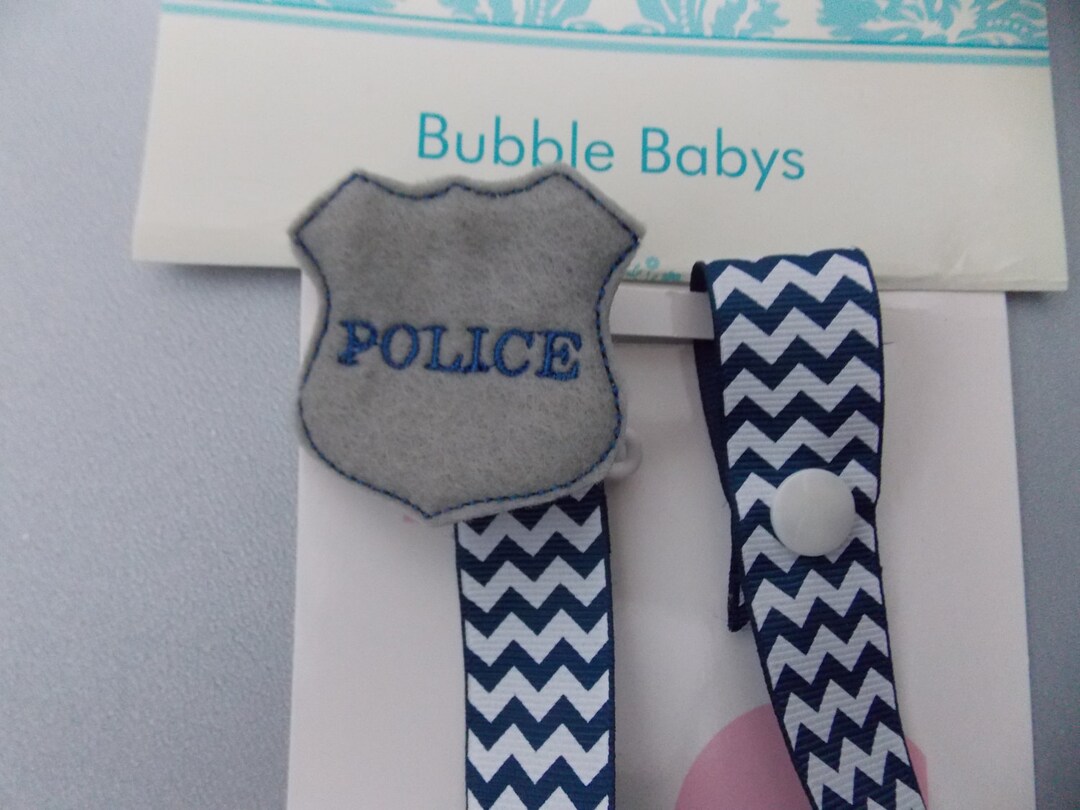 Police Pacifier Holder Paci Clip Binky Clip Baby Shower Gift Paci Clip ...