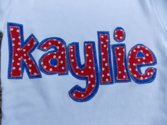 Personalized Chunky Letter Name Applique T Shirt Stacked | Etsy