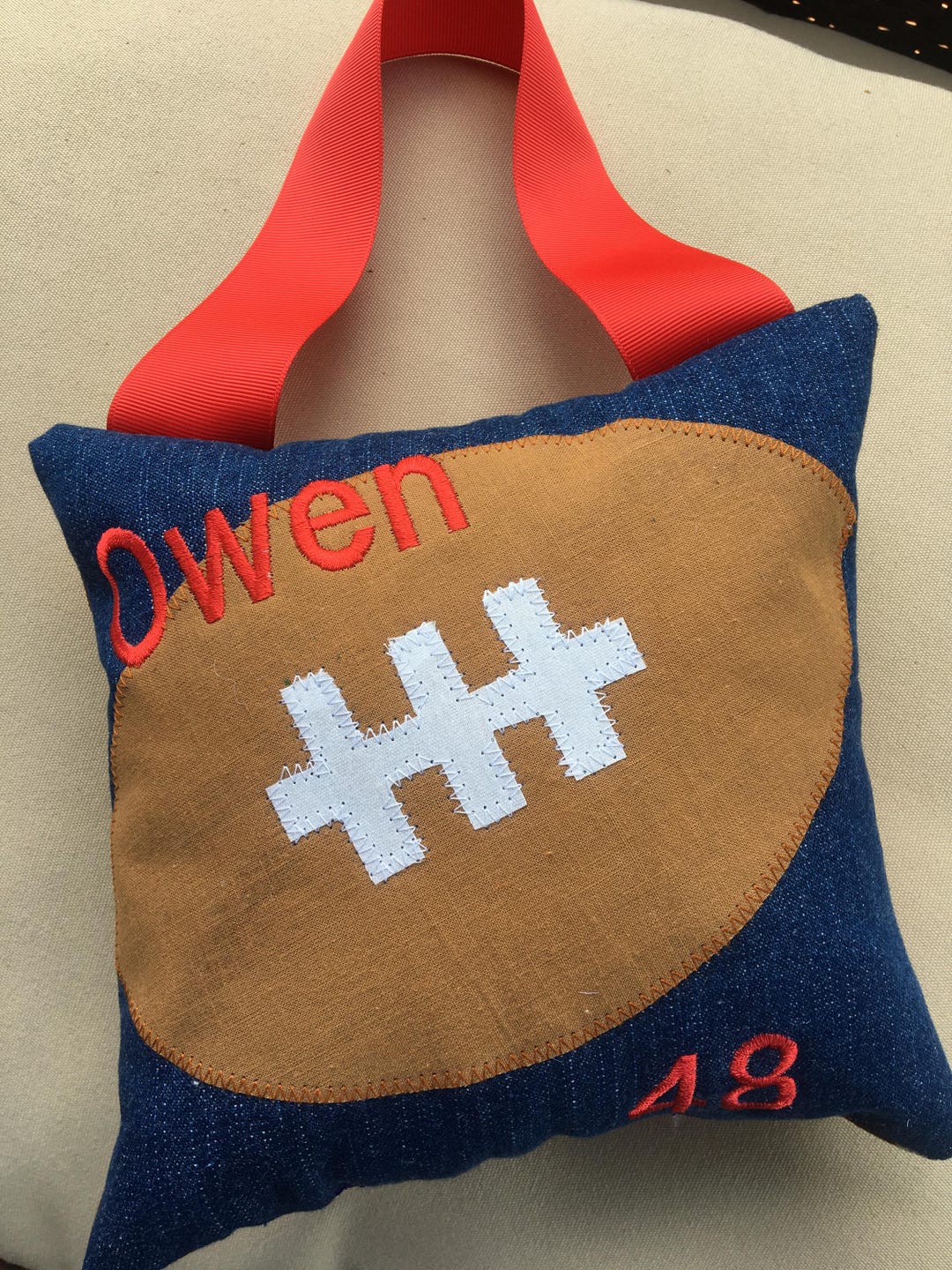Personalized Football Tooth Fairy Pillow: Denim Boys Sport Pillow - Etsy