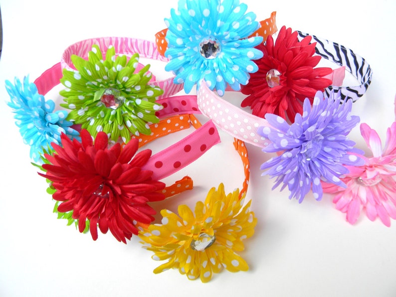 Girls Ribbon Headband Flower Head Bands on Ribbon Covered Hard | Etsy