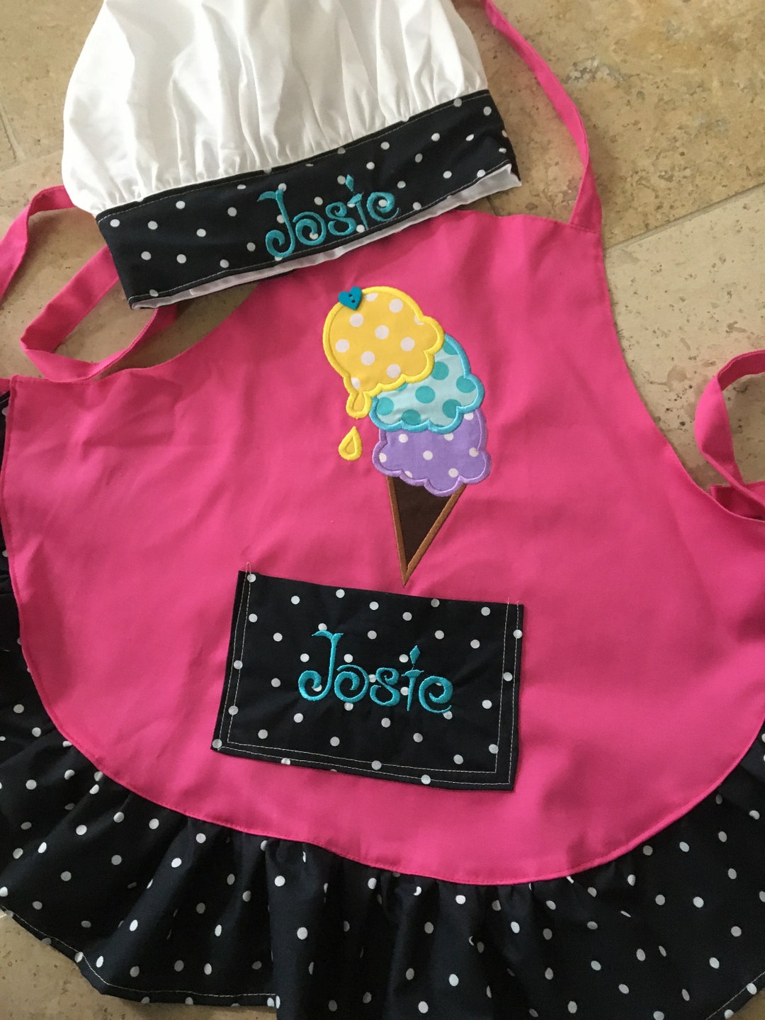 Girls Ruffled Apron Kids Personalized Cooking Apron Gift Apron Child ...