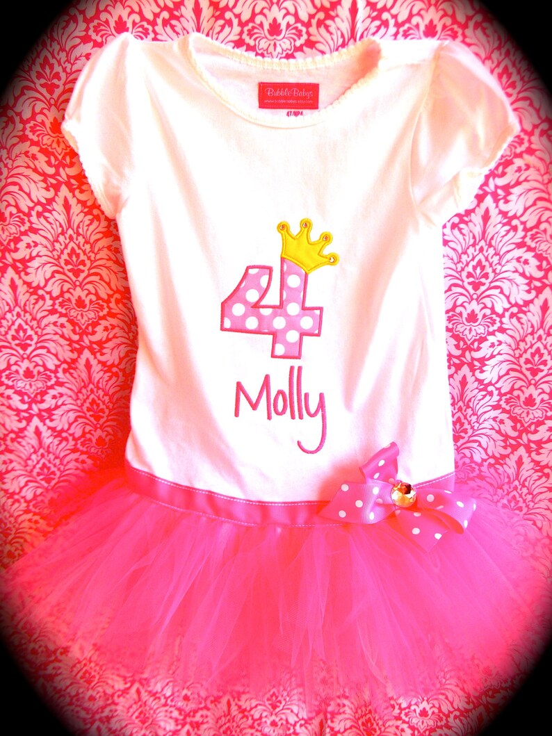 Girls Number With Crown Birthday Applique Tutu Tshirt Dress - Etsy