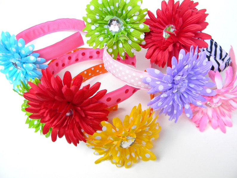 Girls Ribbon Headband Flower Head Bands on Ribbon Covered Hard | Etsy