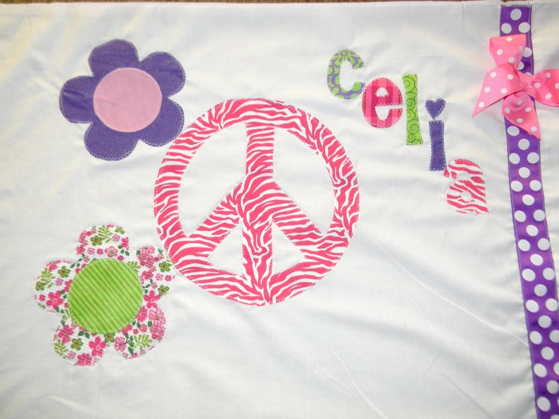 Personalized Pillowcases-peace Signs and Funky Letters Slumber - Etsy