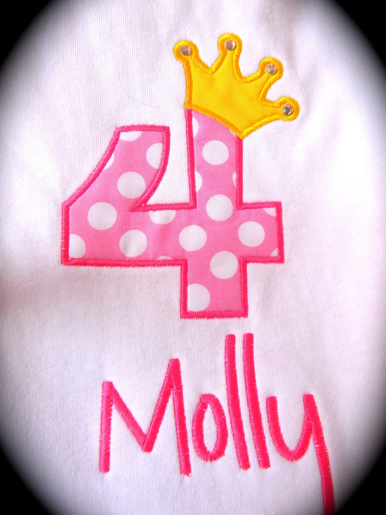 Birthday Number Shirt With Crown Applique T Shirt Girls Crown - Etsy