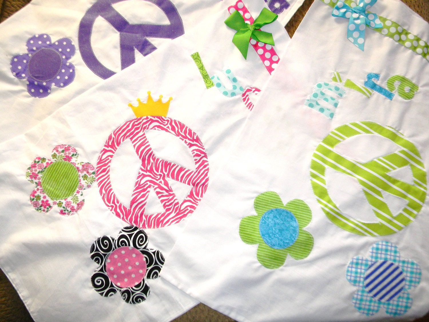Personalized Pillowcases-peace Signs and Funky Letters Slumber Parties ...
