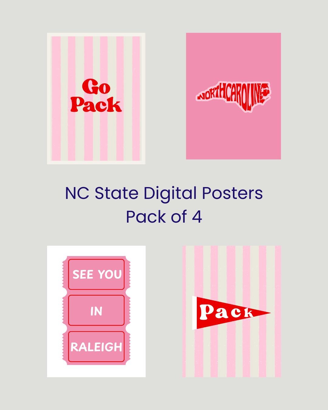 Set of 4 North Carolina Digital Posters – Printable Wall Art Featuring ...