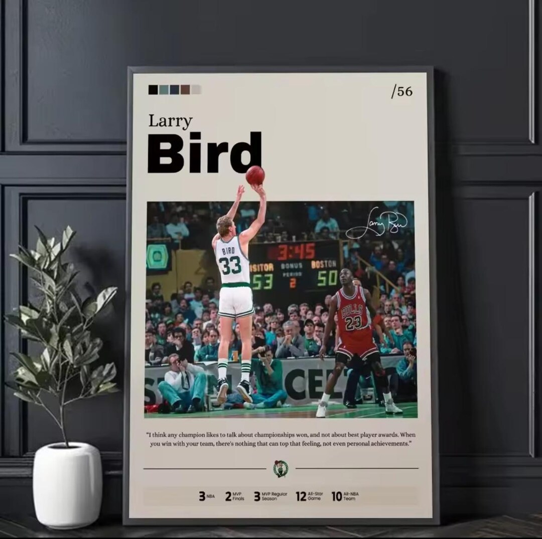 Larry Bird Wall Art | NBA Basketball Poster Print | Boston Celtics ...