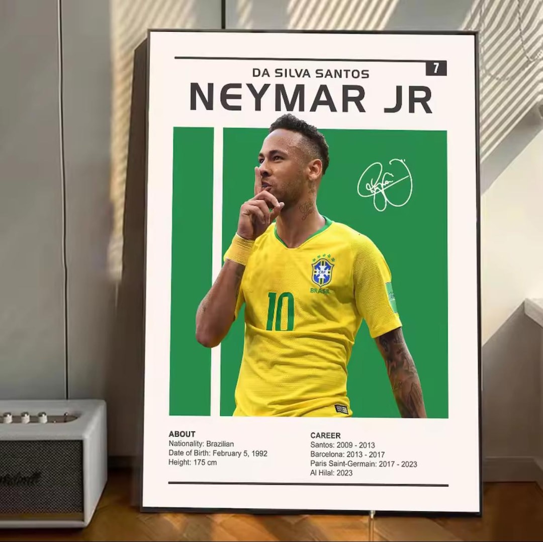 Neymar Jr. Wall Art | Soccer Poster Print | Brazil & PSG Decor | Framed ...