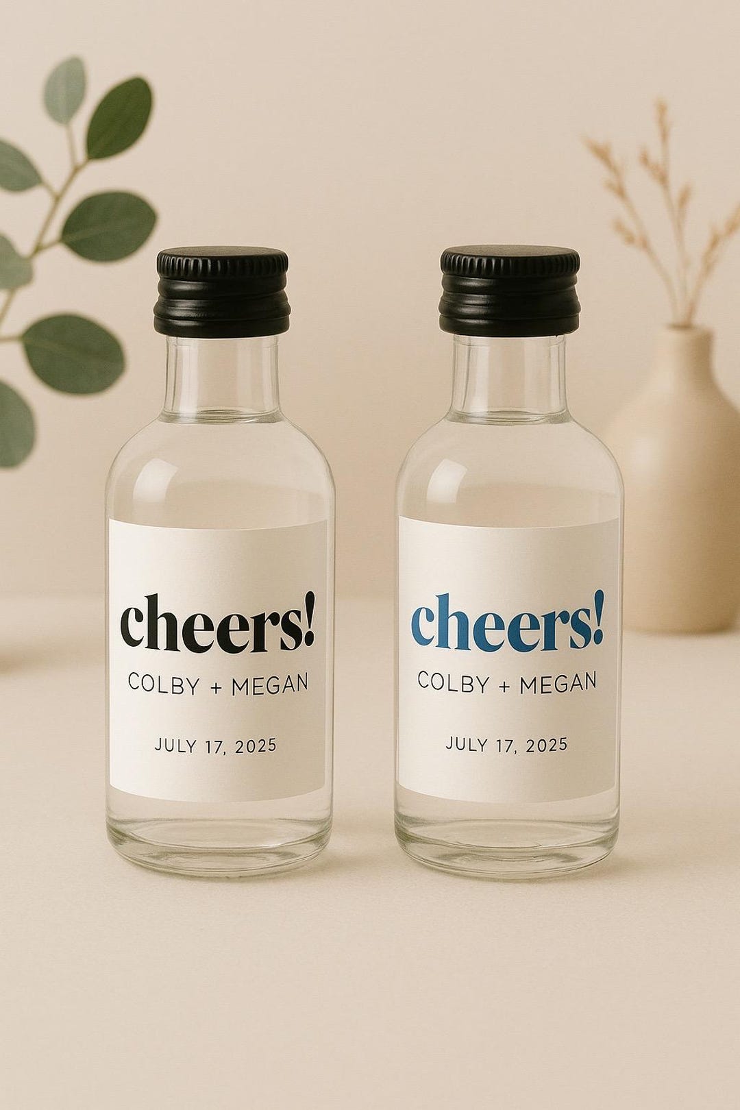 Shot Bottle Labels | Custom Wedding Favors | Cheers Labels ...