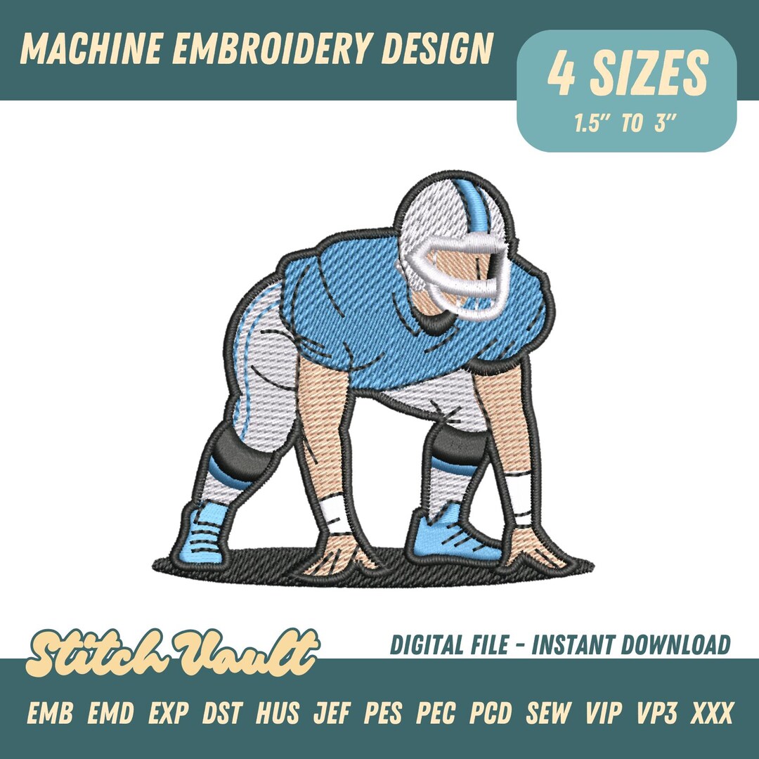 Football Player Machine Embroidery File, Game Day Embroidery Design ...