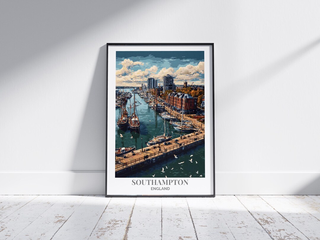 Southampton Poster Print – Vintage Harbour & Medieval Walls Poster ...