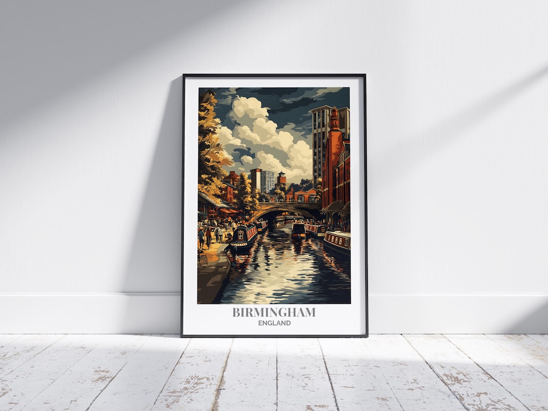 Birmingham Poster Print – Birmingham Canals, Town Hall & Library of ...