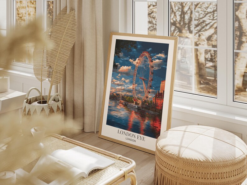 London Eye Poster Print – Iconic London Landmark Wall Art, Modern ...