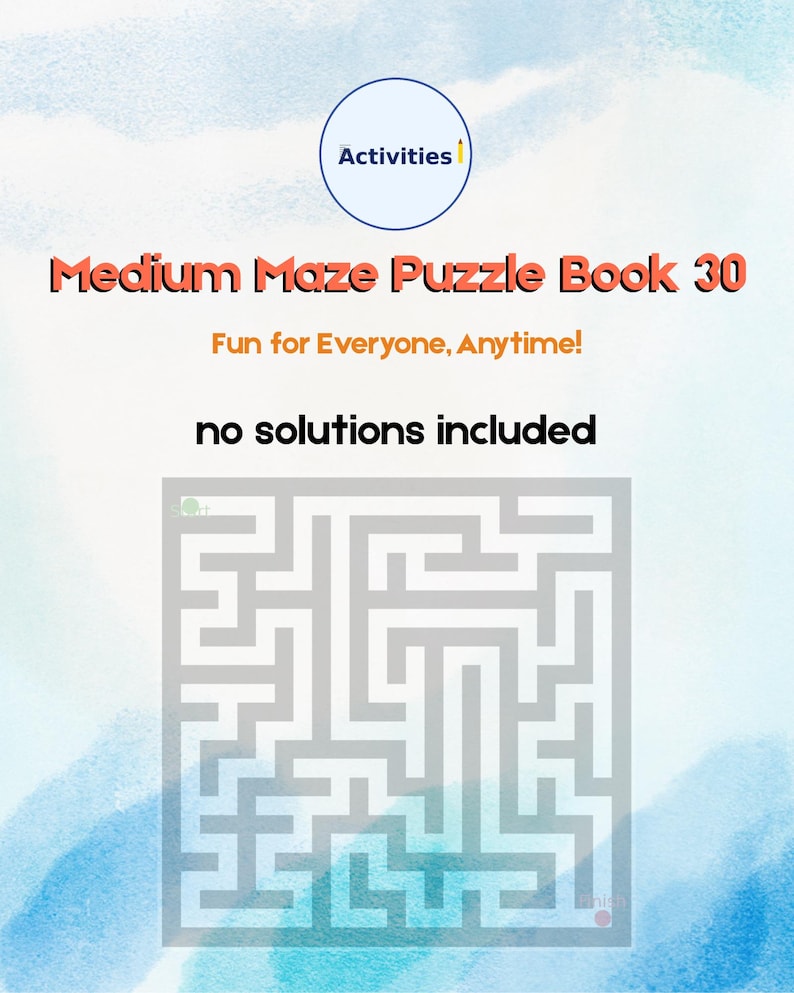 30 Medium Mazes PDF | Printable Puzzle Book | Activity Sheets for Kids ...