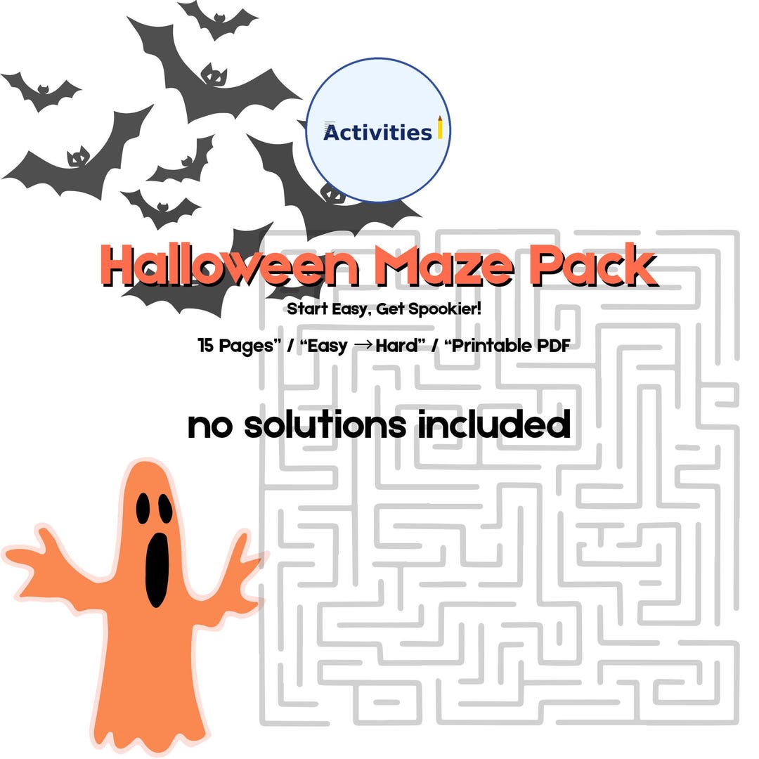 Halloween Maze Puzzle Book PDF | Printable Activity Sheets for Kids ...