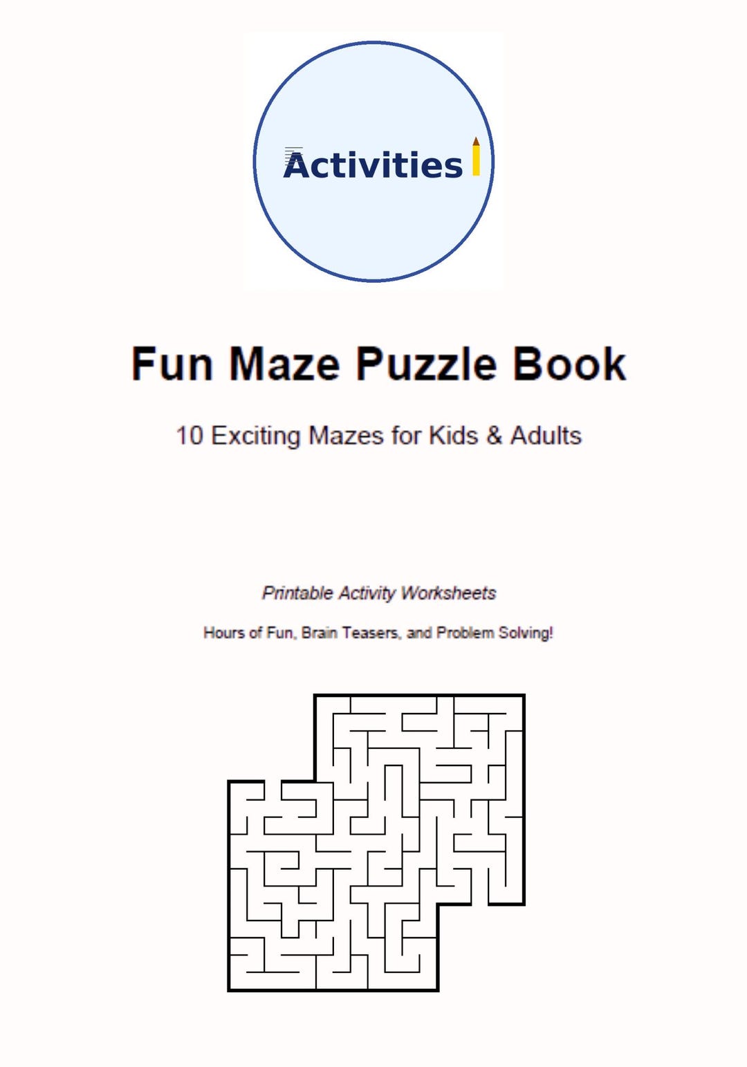 Maze Puzzle Book PDF | Printable Activity Sheets for Kids & Adults ...