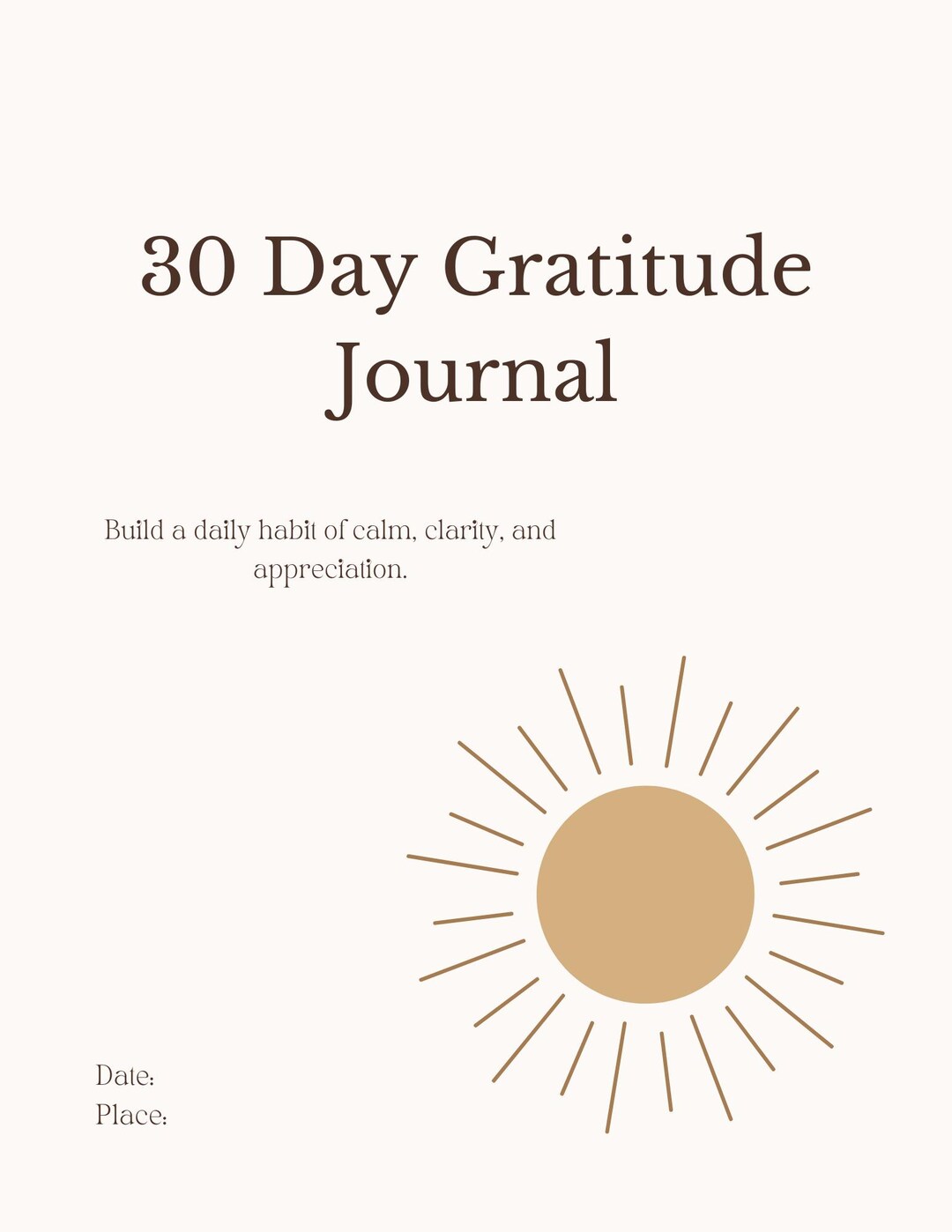 30-day Gratitude Journal | Digital Printable PDF - Etsy
