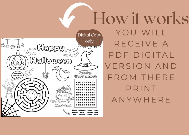 Halloween Activity Sheet for Kids | Maze, Word-search, Coloring Page ...