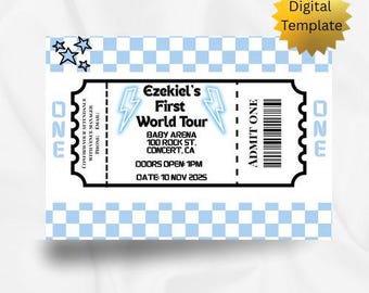 Rockstar First Birthday Invitation: World Tour Canva Template (digital ...