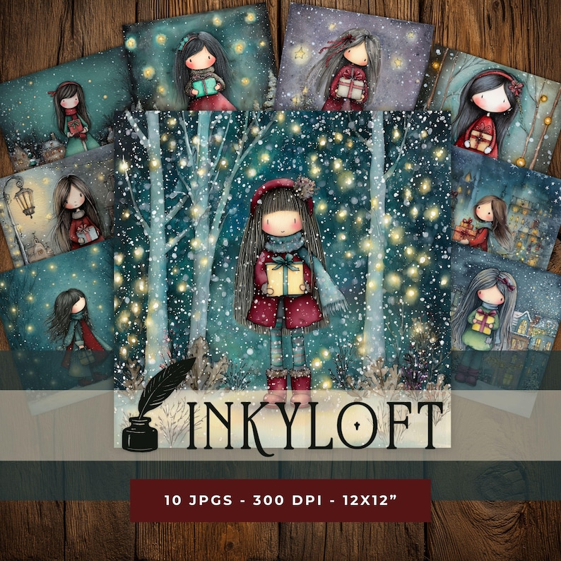 Whimsical Christmas Present Set | 10 Vintage Holiday Jpgs | Snowy ...