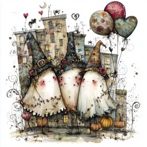 Cute Halloween Ghost Clipart Bundle – 10 Jpgs With Ghosts, Balloons and ...