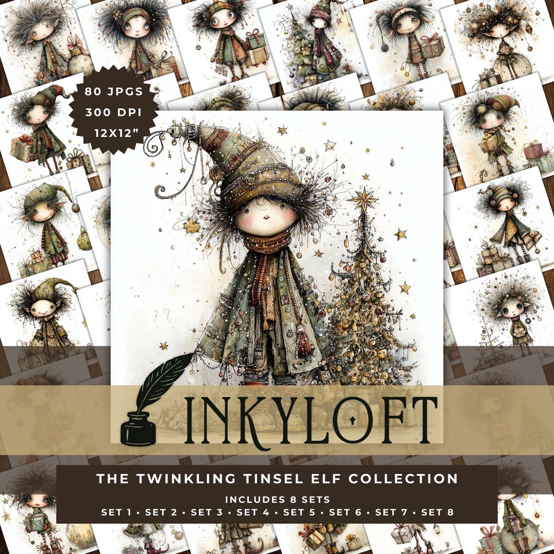 The Twinkling Tinsel Elf Collection - 80 High Res Christmas Elf Clipart ...