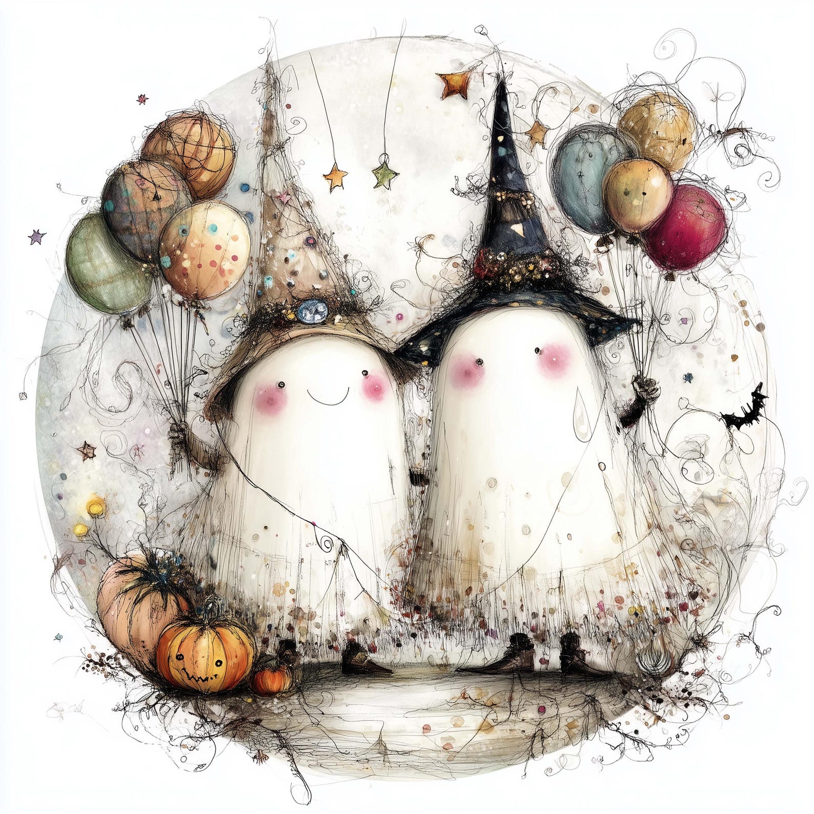 Cute Halloween Ghost Clipart Bundle – 10 Jpgs With Ghosts, Balloons and ...