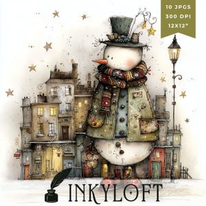 Whimsical Christmas Snowman Clipart Set | 10 Jpgs Holiday Snowman ...