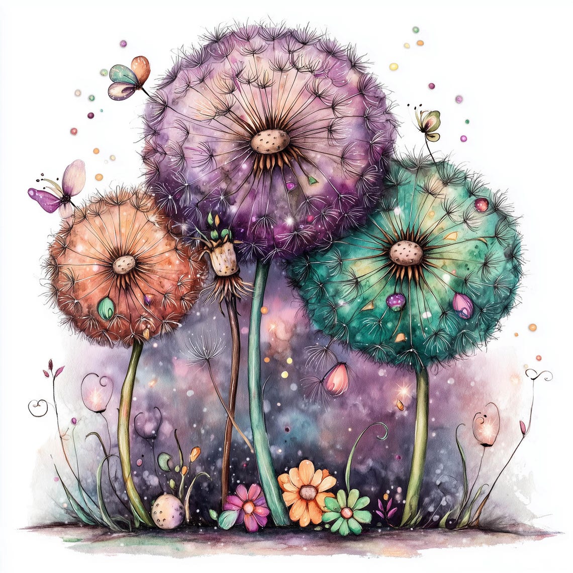 Whimsical Botanical Clip Art 10 High Res Watercolor Jpgs, Junk ...