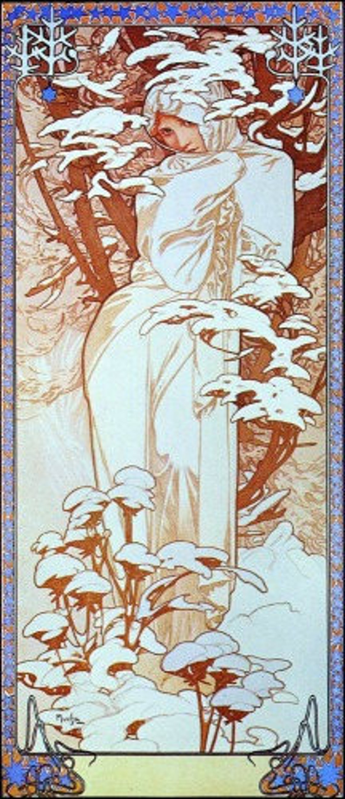 Winter Mucha Cross Stitch Pattern Pdf Format | Etsy