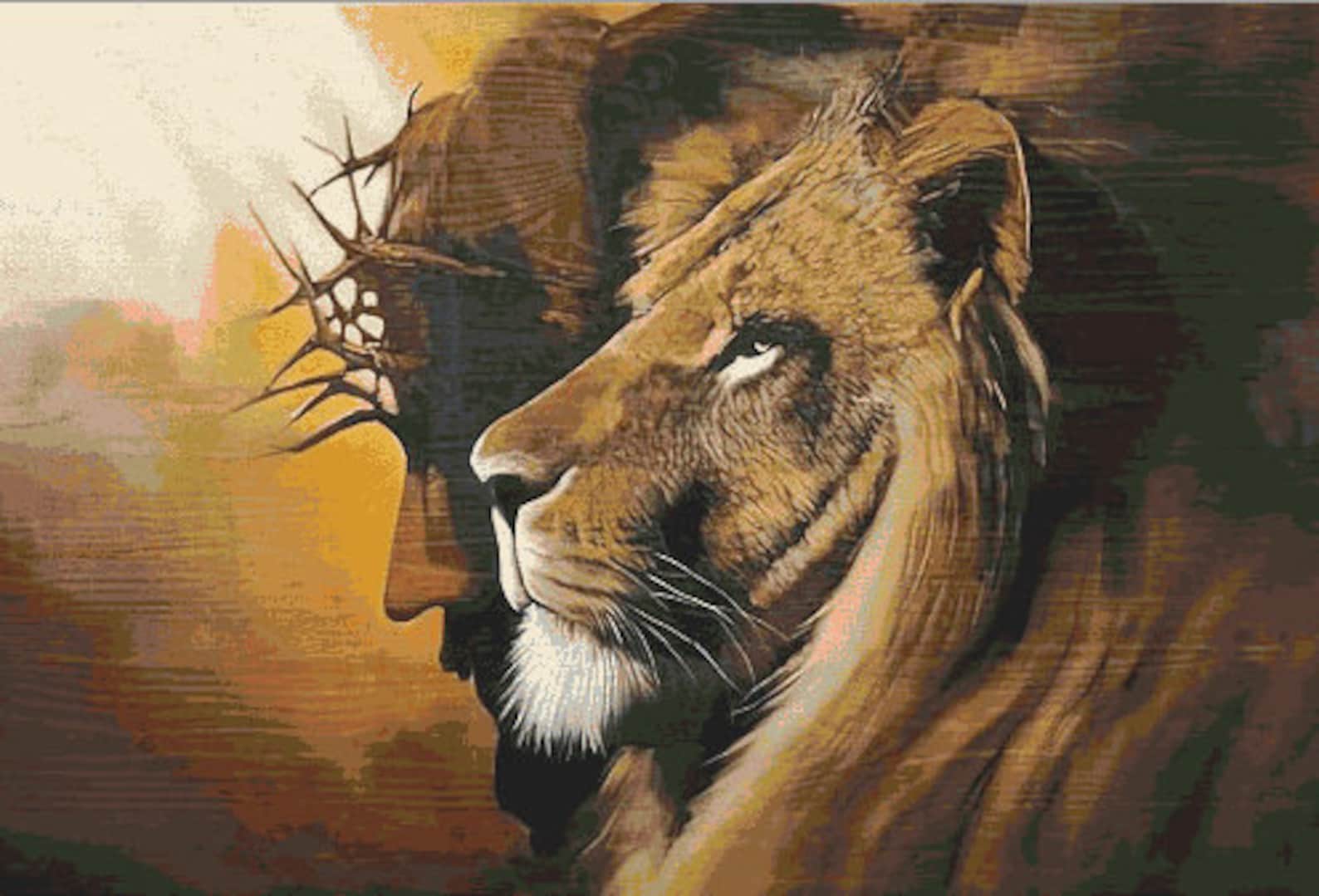 The Lion of Judah Jesus Christ Cross Stitch Pattern Pdf - Etsy