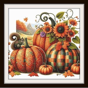 Autumn Pumpkins I - Cross Stitch Pattern, Pdf Format, Delivered by ...