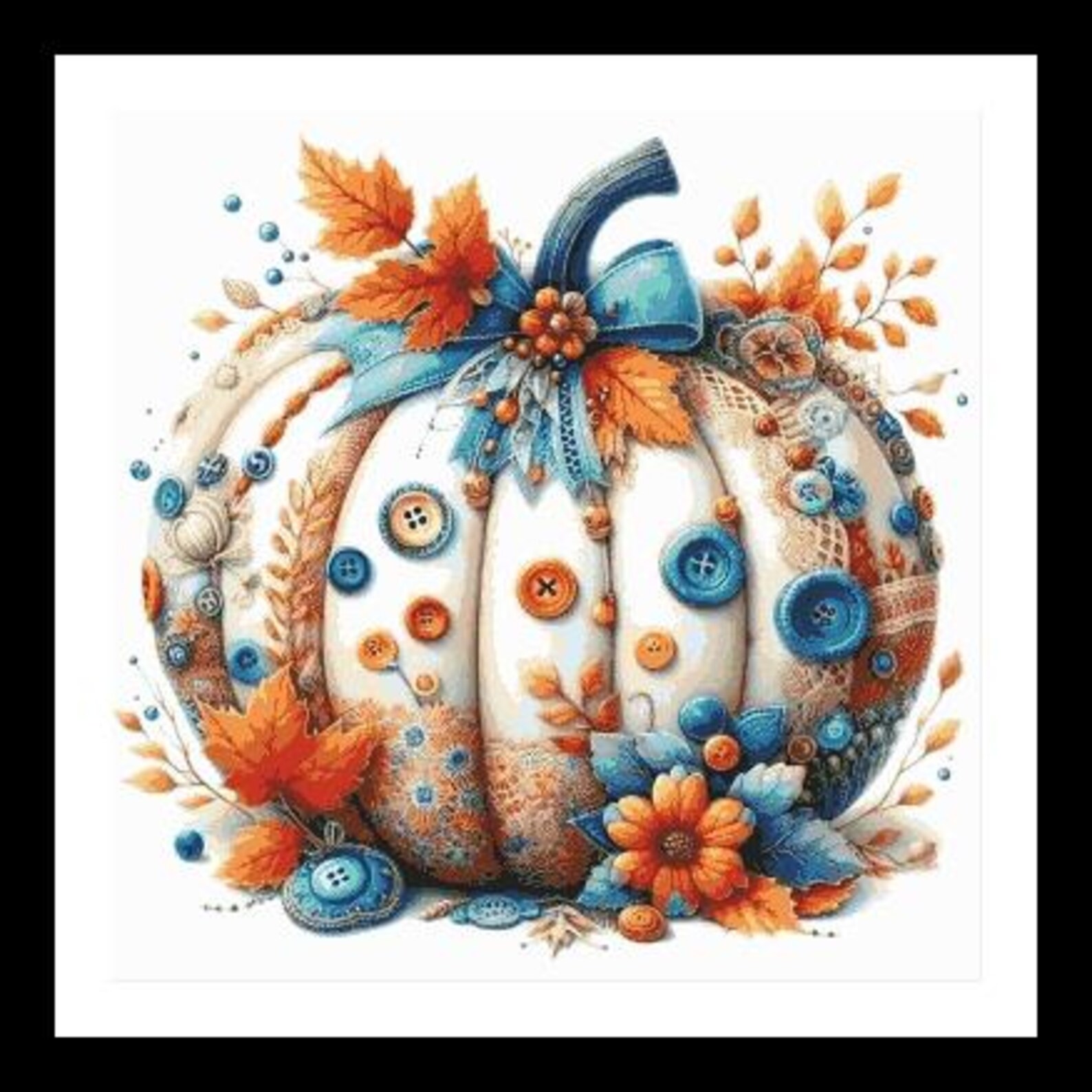 Autumn Pumpkin 3 - Cross Stitch Pattern, Pdf Format, Delivered by Email ...