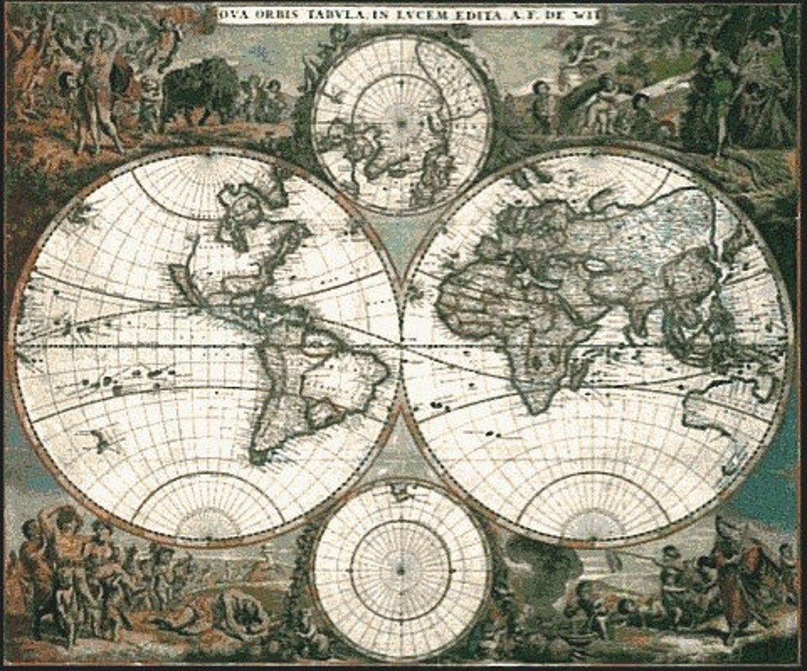 World Map Cross Stitch Pattern Pdf Format - Etsy