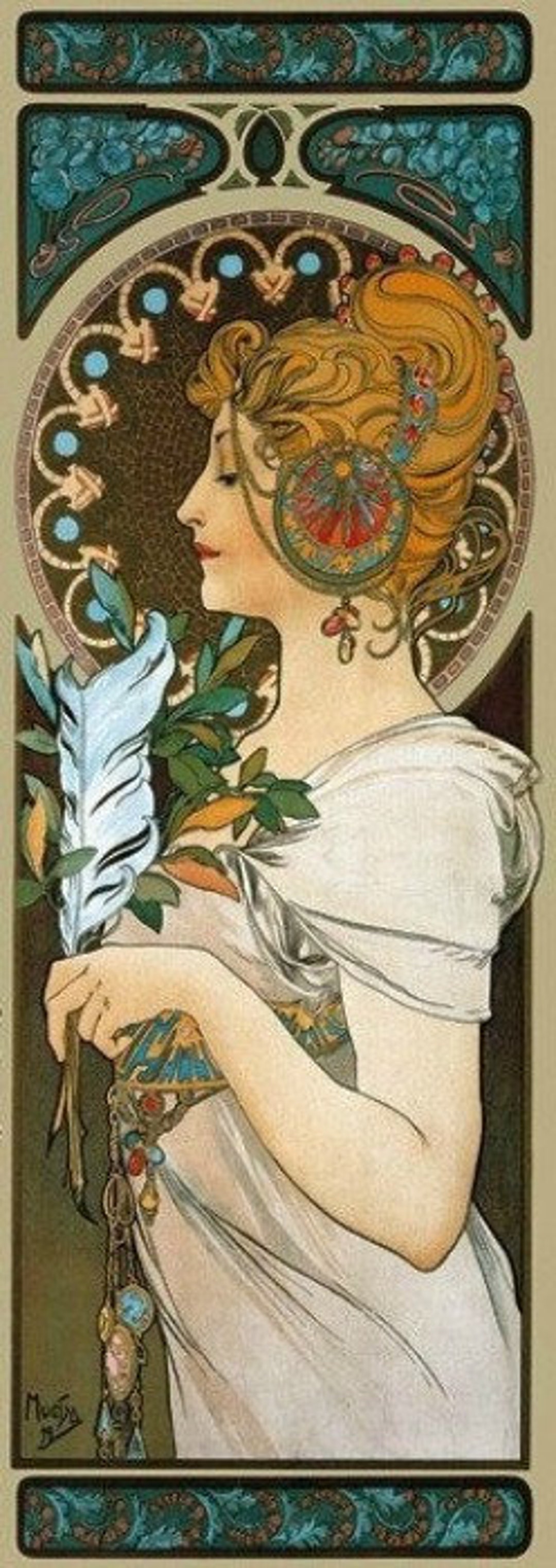 Feather, Mucha - Cross Stitch Pattern - Pdf Format - Delivered by Email ...