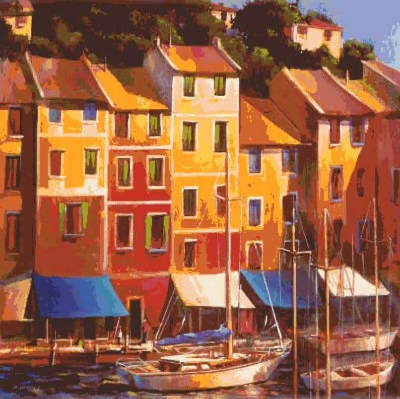 Portofino Waterfront Cross Stitch Pattern Pdf Format - Etsy