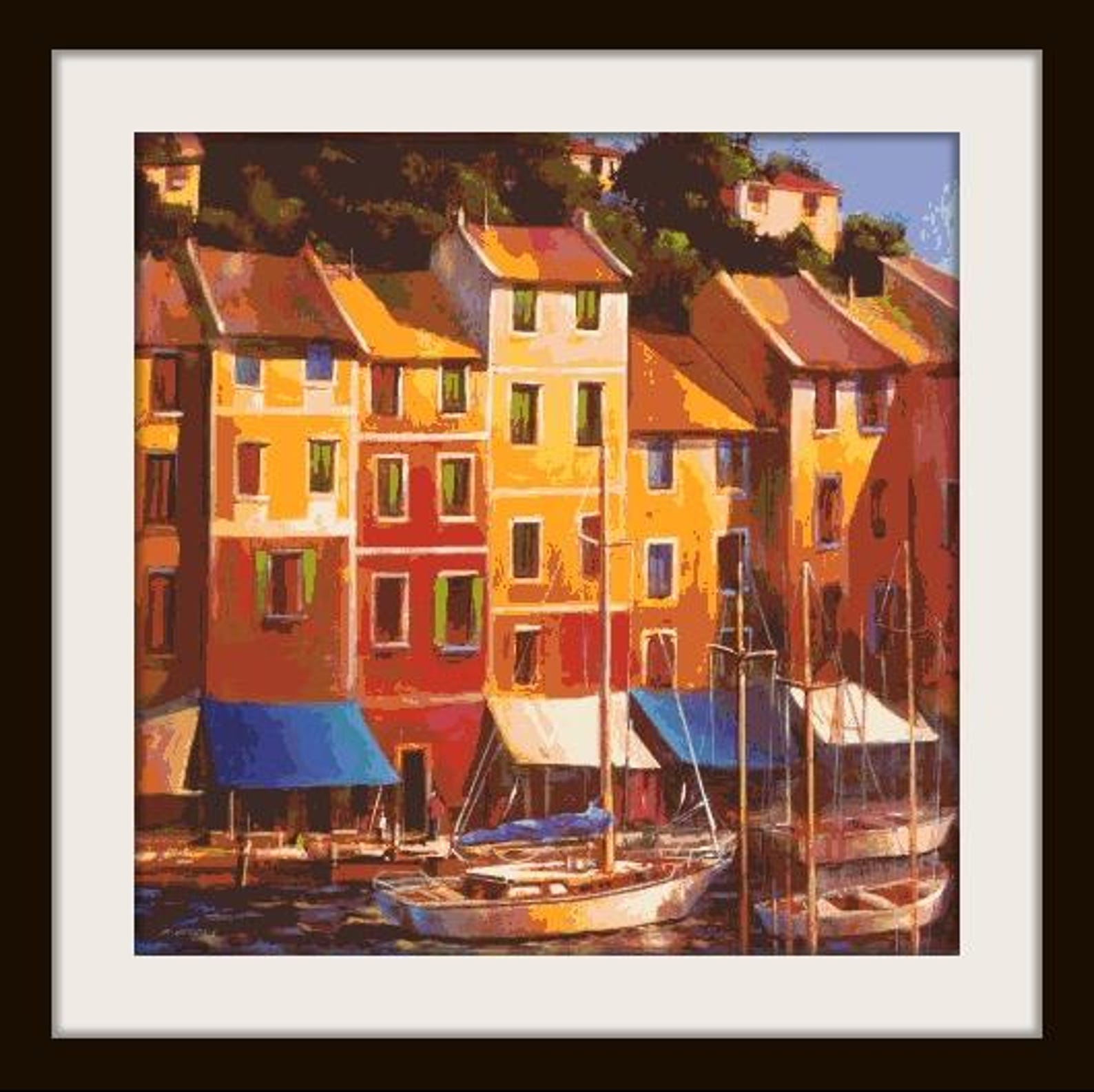 Portofino Waterfront - Cross Stitch Pattern, Pdf Format, Delivered by ...