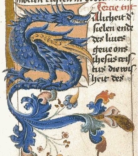 Medieval Illuminated Manuscripts Blue Dragon Cross Stitch - Etsy