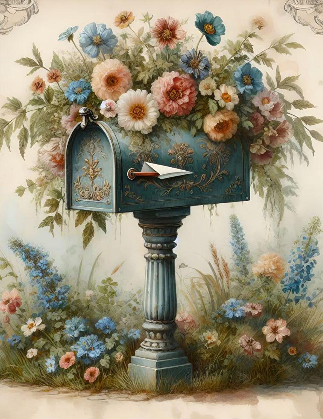 Flowery Mailbox - Cross Stitch Pattern, Pdf Format, Delivered by Email ...
