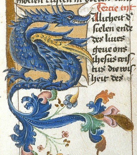 Medieval Illuminated Manuscripts Blue Dragon Cross Stitch - Etsy