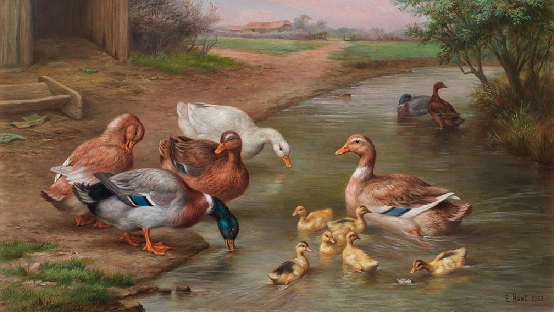 Learning to Swim, Edgar Hunt - Cross Stitch Pattern, Pdf Format ...