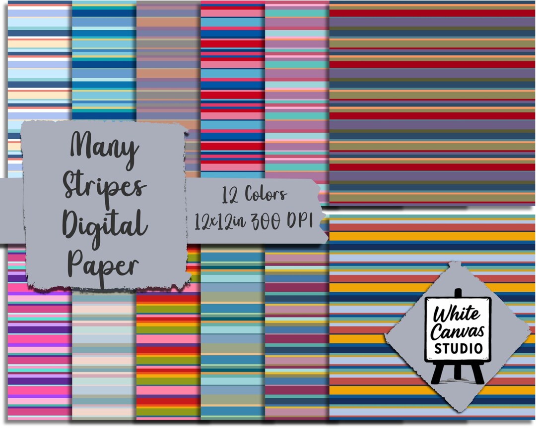 Colorful Stripe Digital Paper Pack – Seamless Backgrounds (instant ...