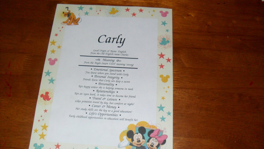 First Name Meaning Mickey & Minnie - Etsy