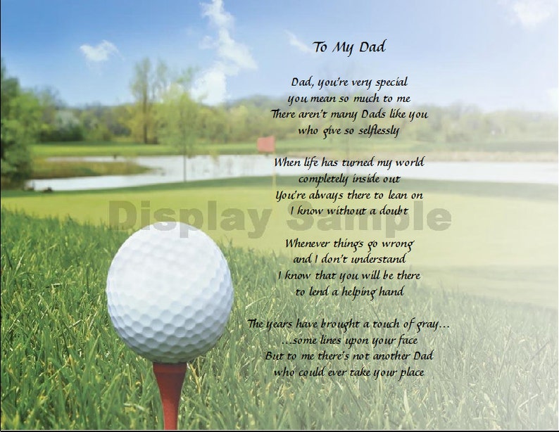 To My Dad Poem Golf Art - Etsy UK