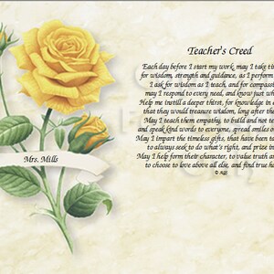 Teacher Gift, Customizable Teacher 's Creed, Teacher Appreciation Gift ...