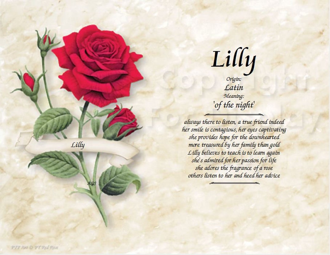 First Name Meaning | Red Rose - Etsy