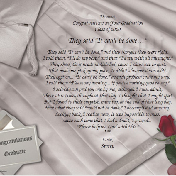 Graduation Poem - Etsy